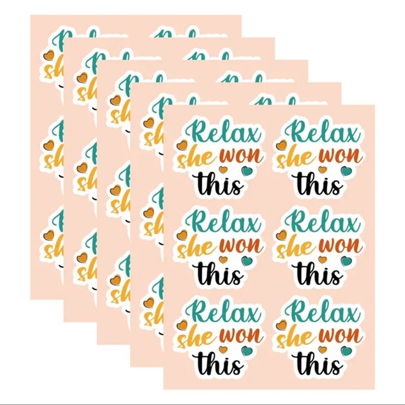 Office | 6pack Relax She Won This Stickers Colorful Thank You Labels ...